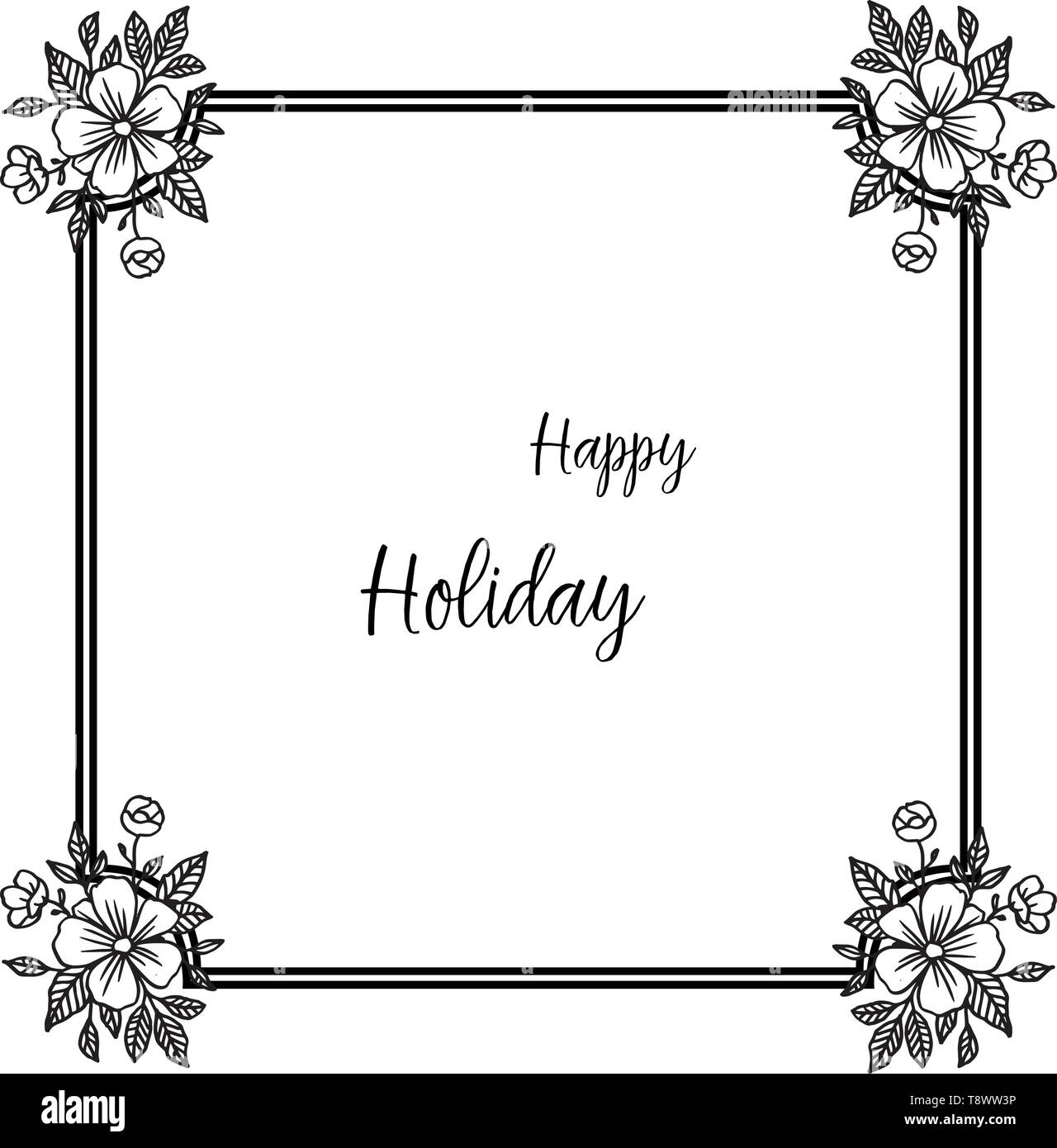 Vector illustration various design flower frame with lettering happy ...