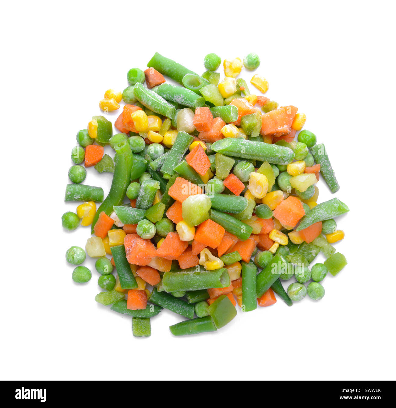 Mix of frozen vegetables on white background Stock Photo - Alamy