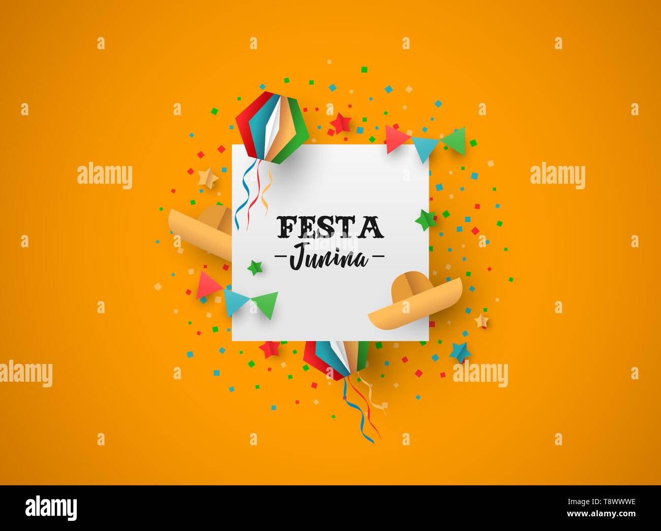 Happy Festa Junina holiday illustration. Colorful brazil carnival ...