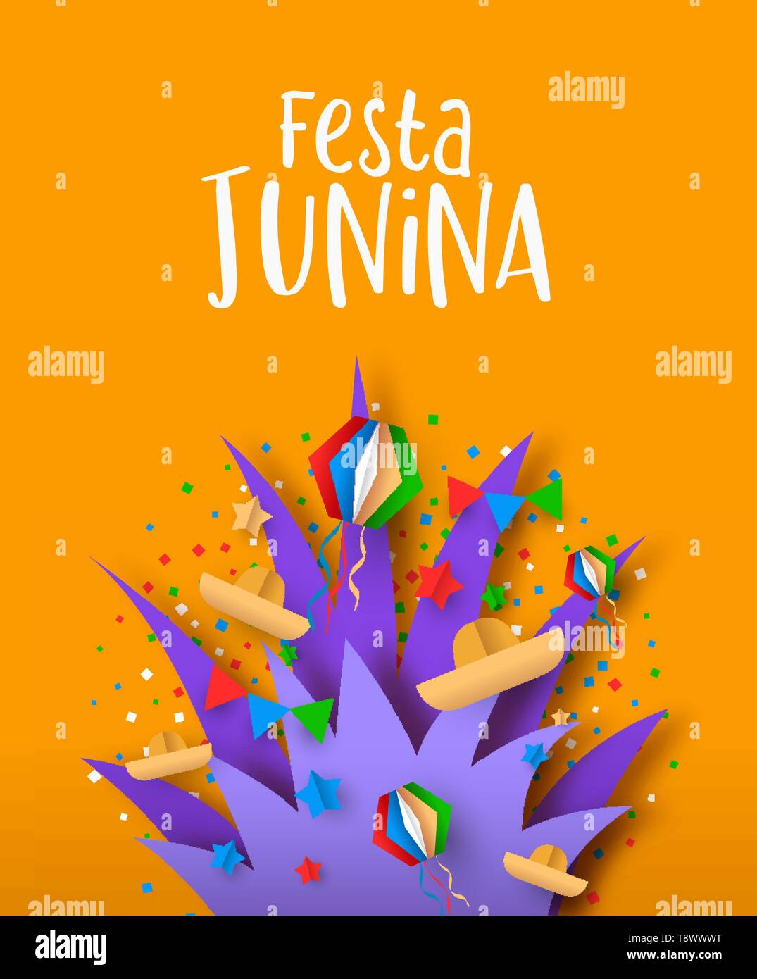 Happy Festa Junina holiday illustration. Colorful brazil carnival ...