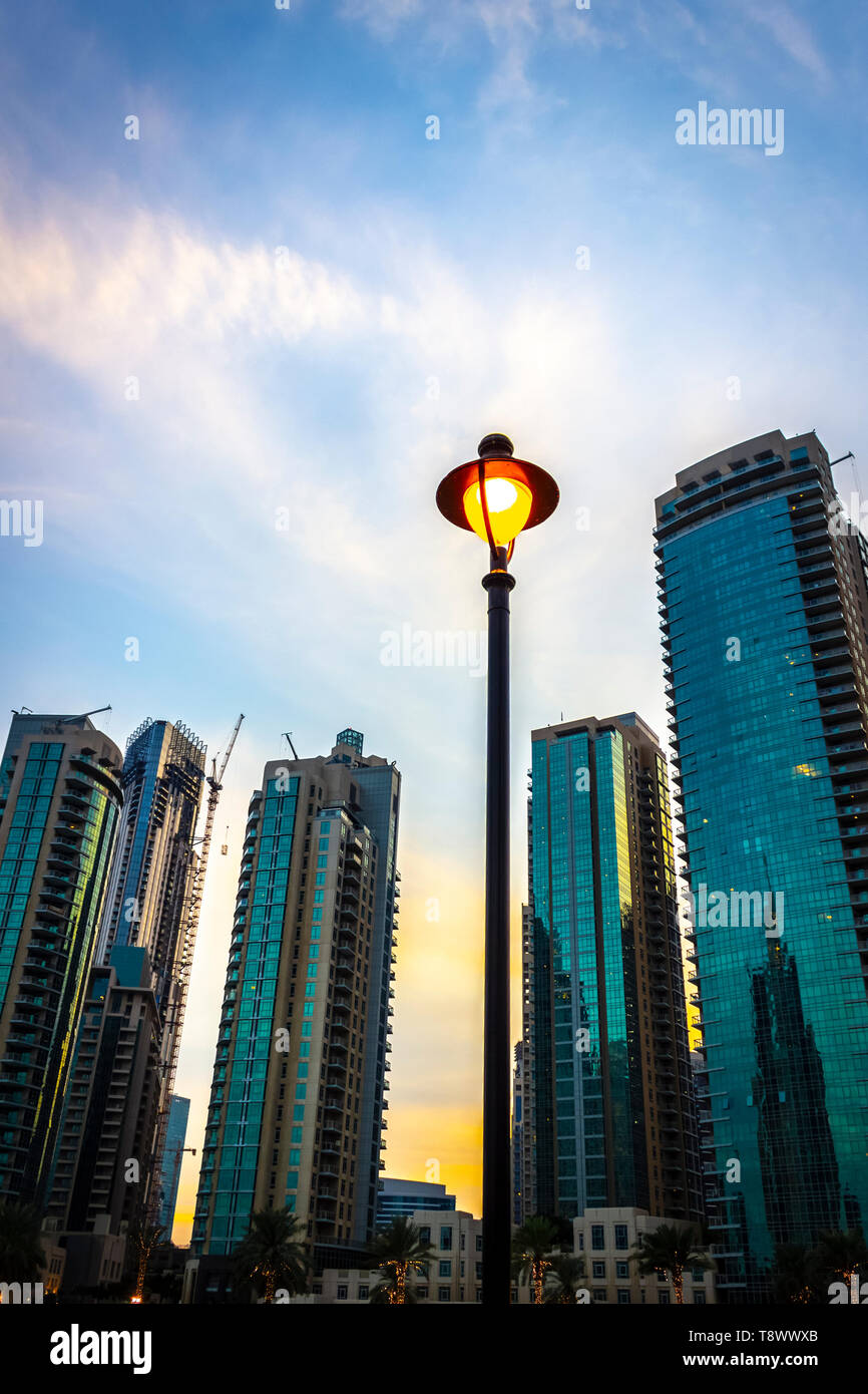District downtown. View of the beautiful modern high-rise buildings ...