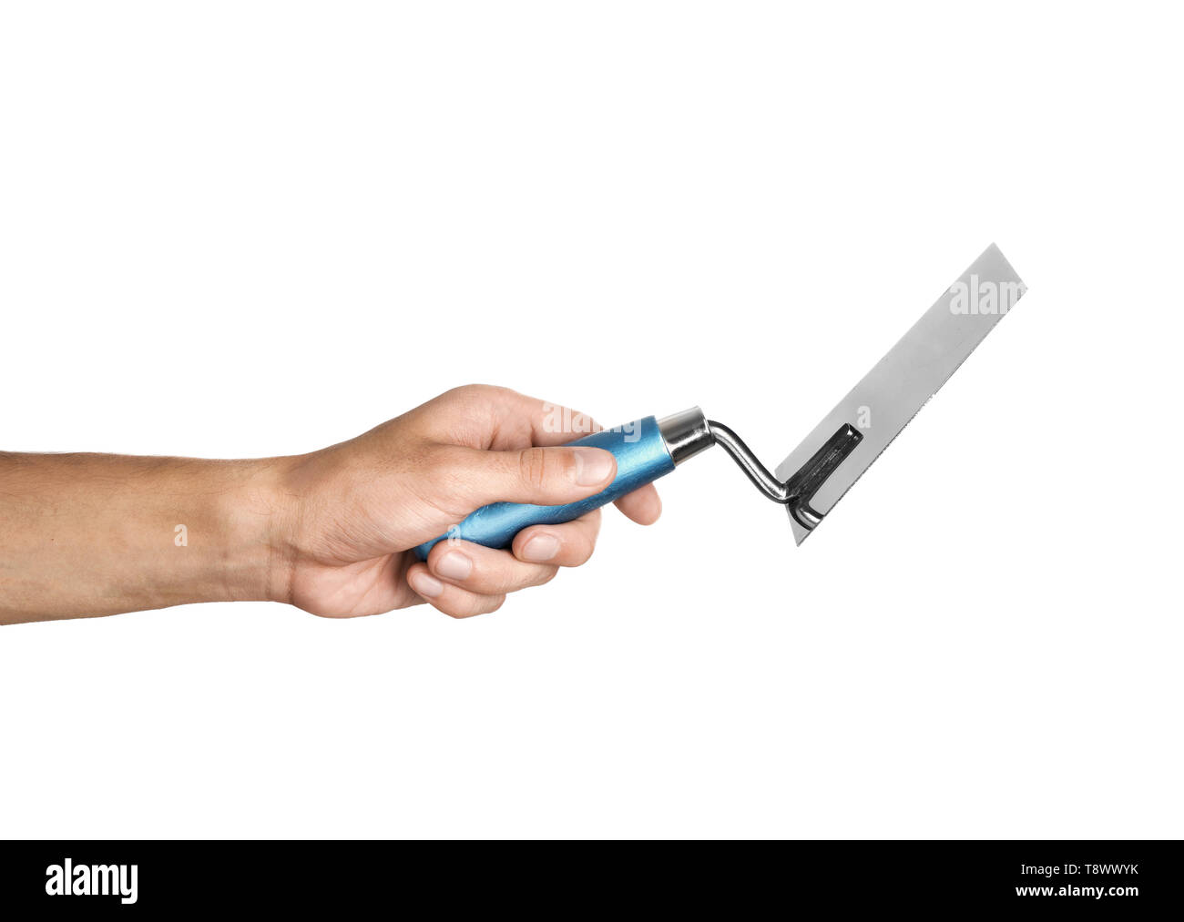 Building trowel in male hand isolated on white Stock Photo - Alamy