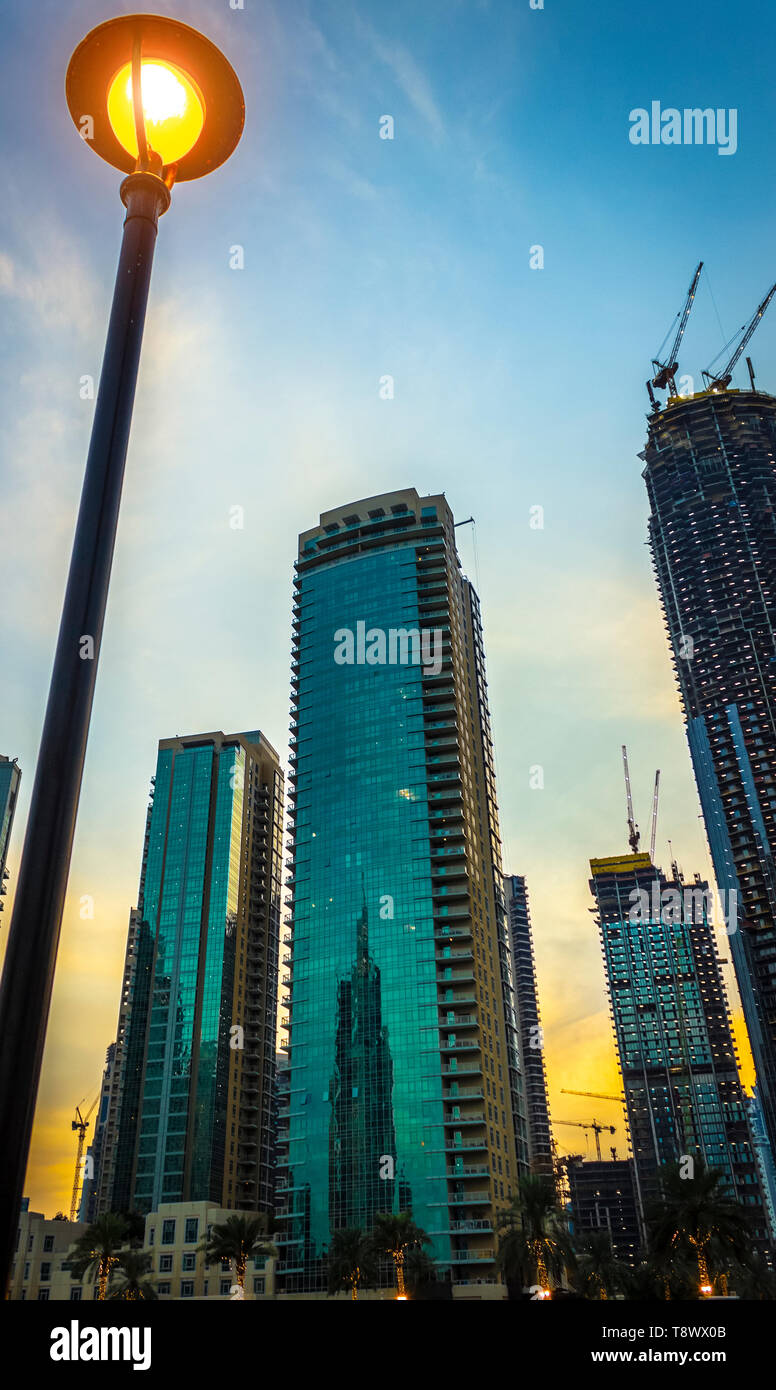 District downtown. View of the beautiful modern high-rise buildings ...