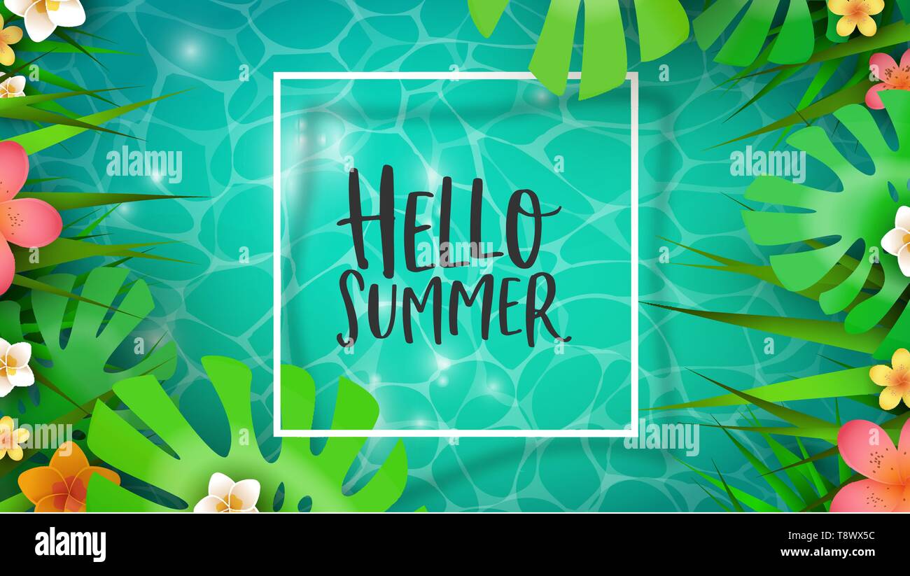 Summer card on blue Stock Vector Images - Alamy