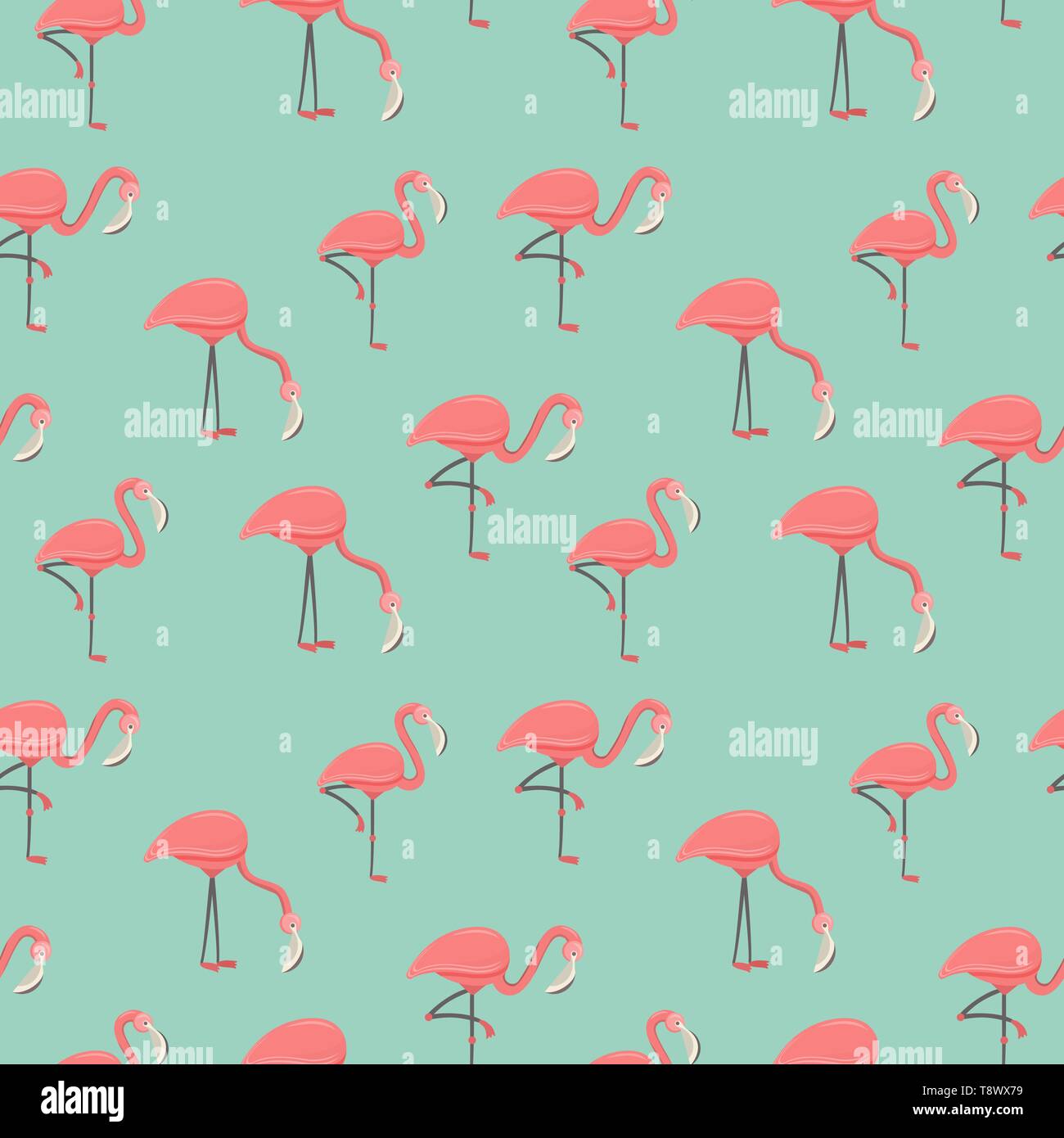 Pink flamingo bird seamless pattern. Exotic animal background for ...