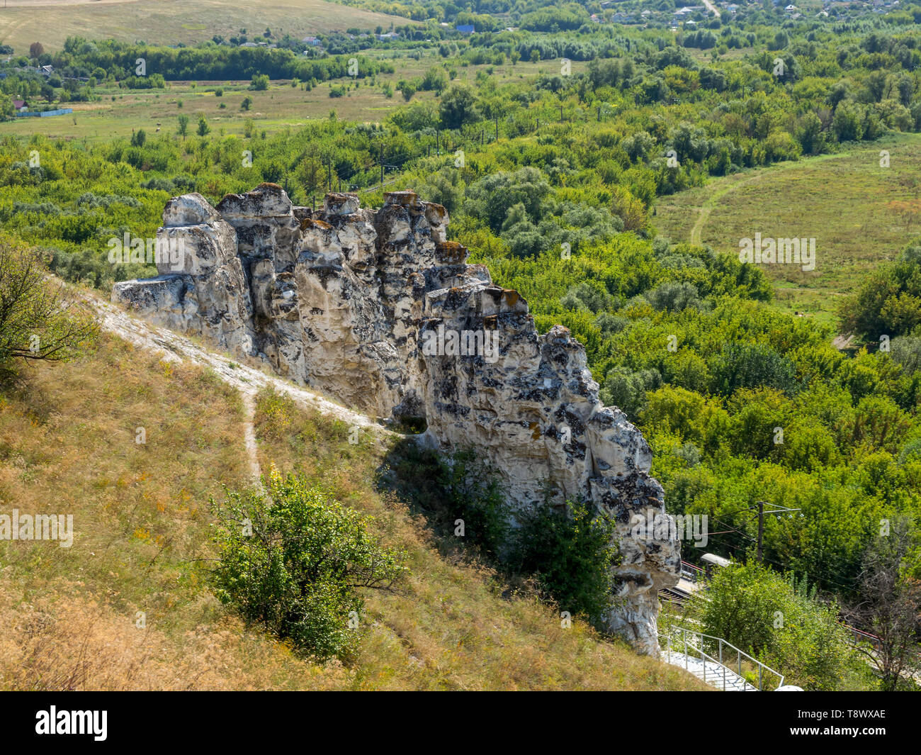 Rock formations on the slope of the plateau of the Divnogorsk reserve ...