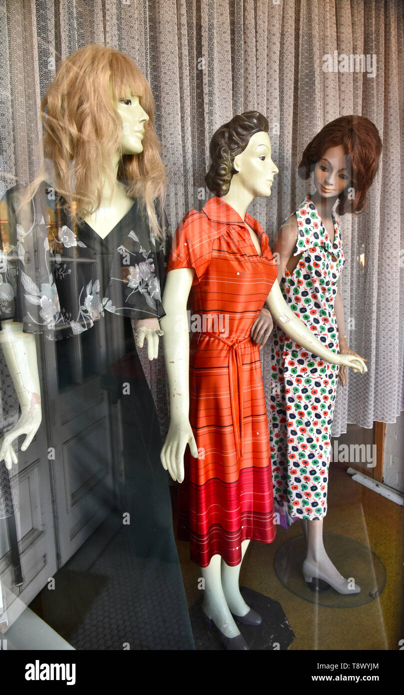 oled school mannequins in the window of a defunct shop in glen innes in ...