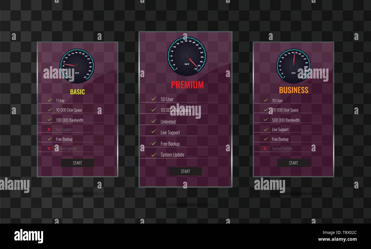 Trendy transparent price list and offer columns with glass effect Stock ...