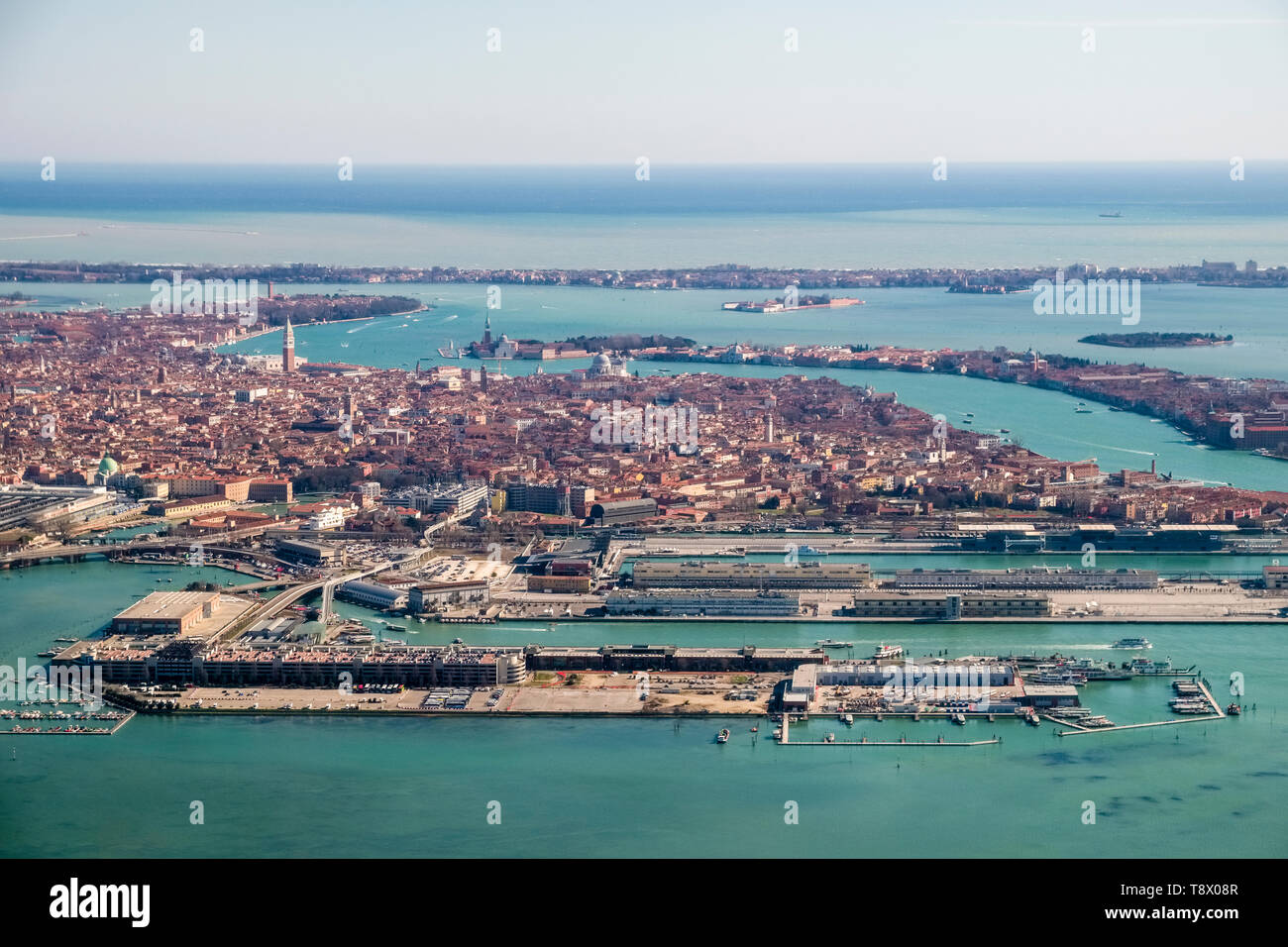 Aerial view from an aeroplane on the so-called 'Floating city' in the ...