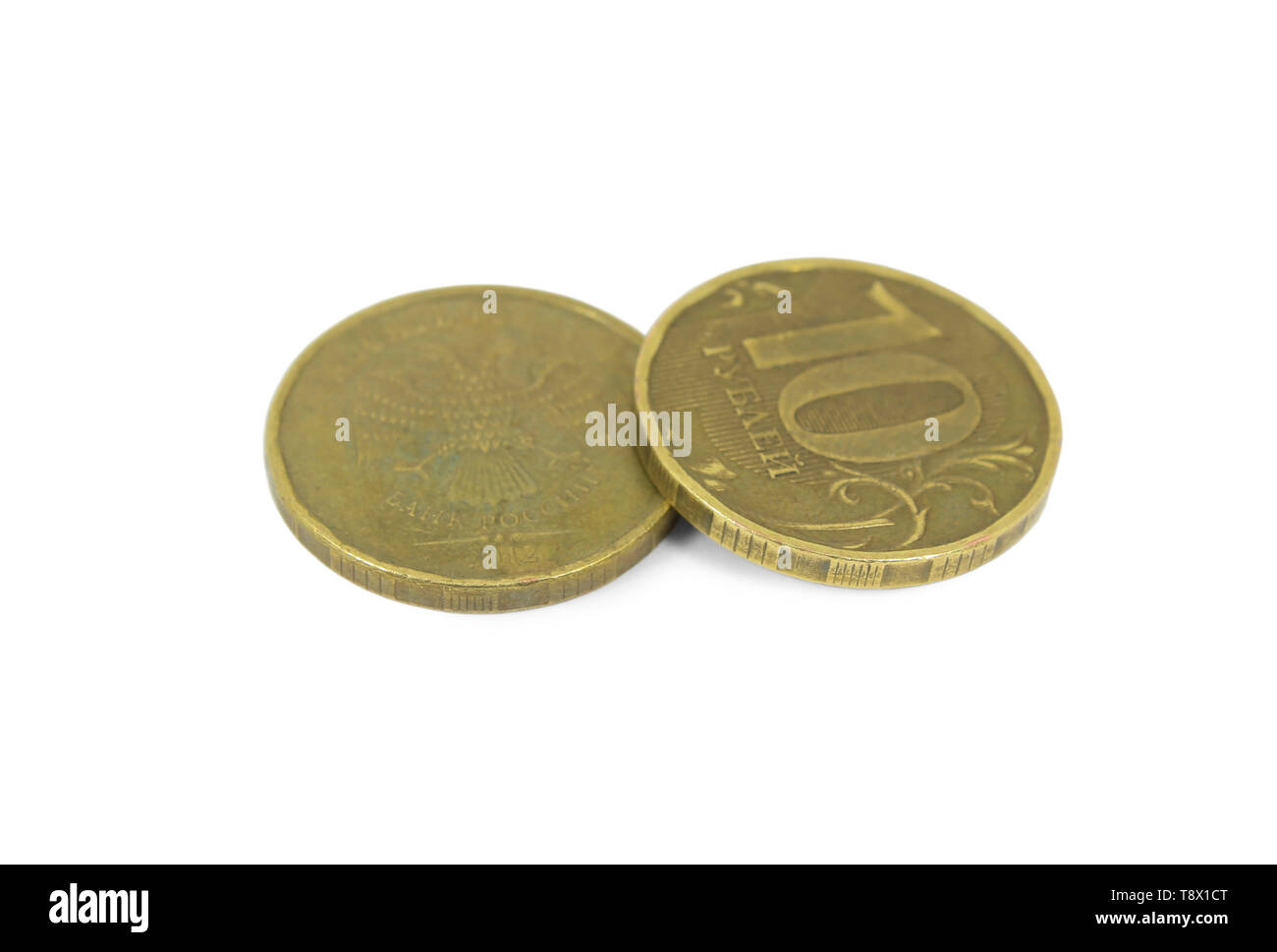 Two Russian coins of ten rubles isolated on white Stock Photo - Alamy