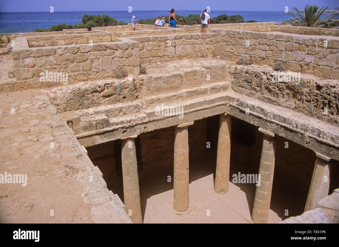 Looking down into a sunken burial chamber, Tombs of the Kings, Paphos ...