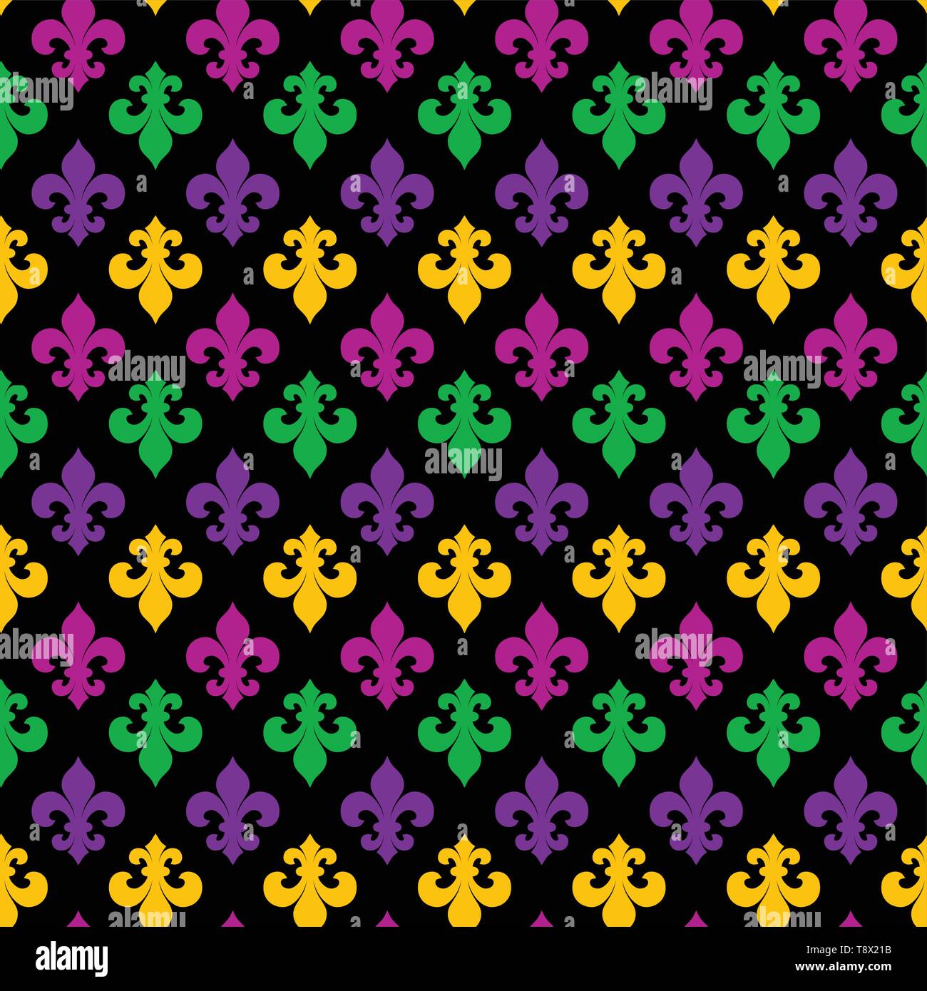 Mardi Gras Carnival seamless pattern with fleur-de-lis. Mardi Gras endless background, texture ...