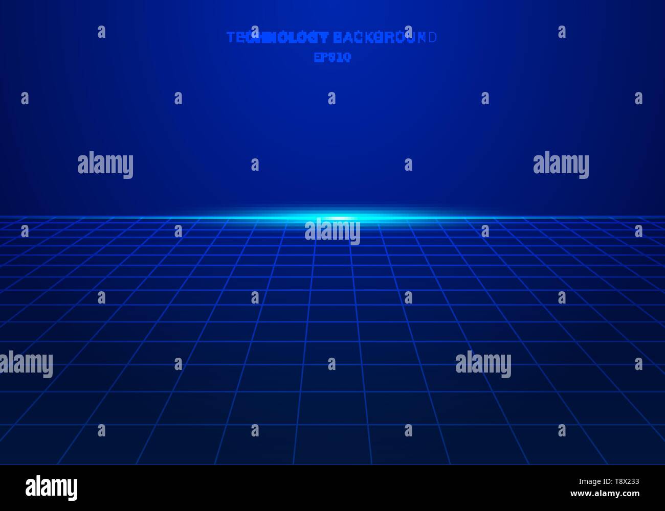 Abstract blue digital technology square grid pattern on background with ...