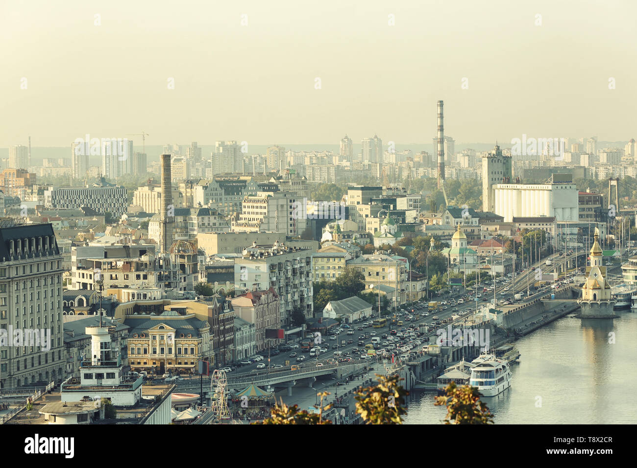 View of beautiful city near river Stock Photo - Alamy