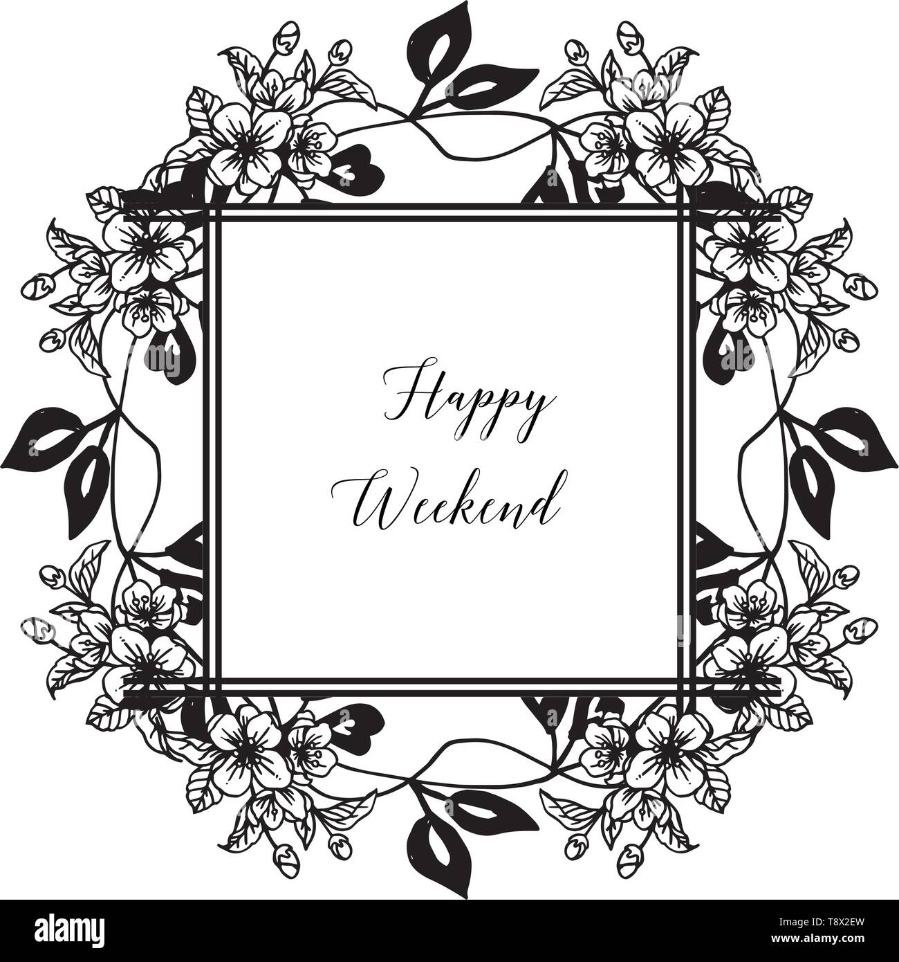 Vector illustration various wreath frame with design modern happy ...