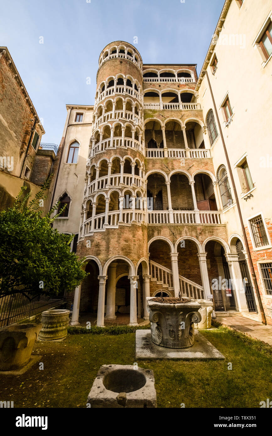 The Palazzo Contarini del Bovolo with its external multi-arch spiral ...