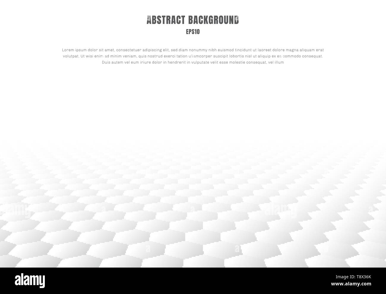 Abstract white hexagons pattern perspective background and texture with ...
