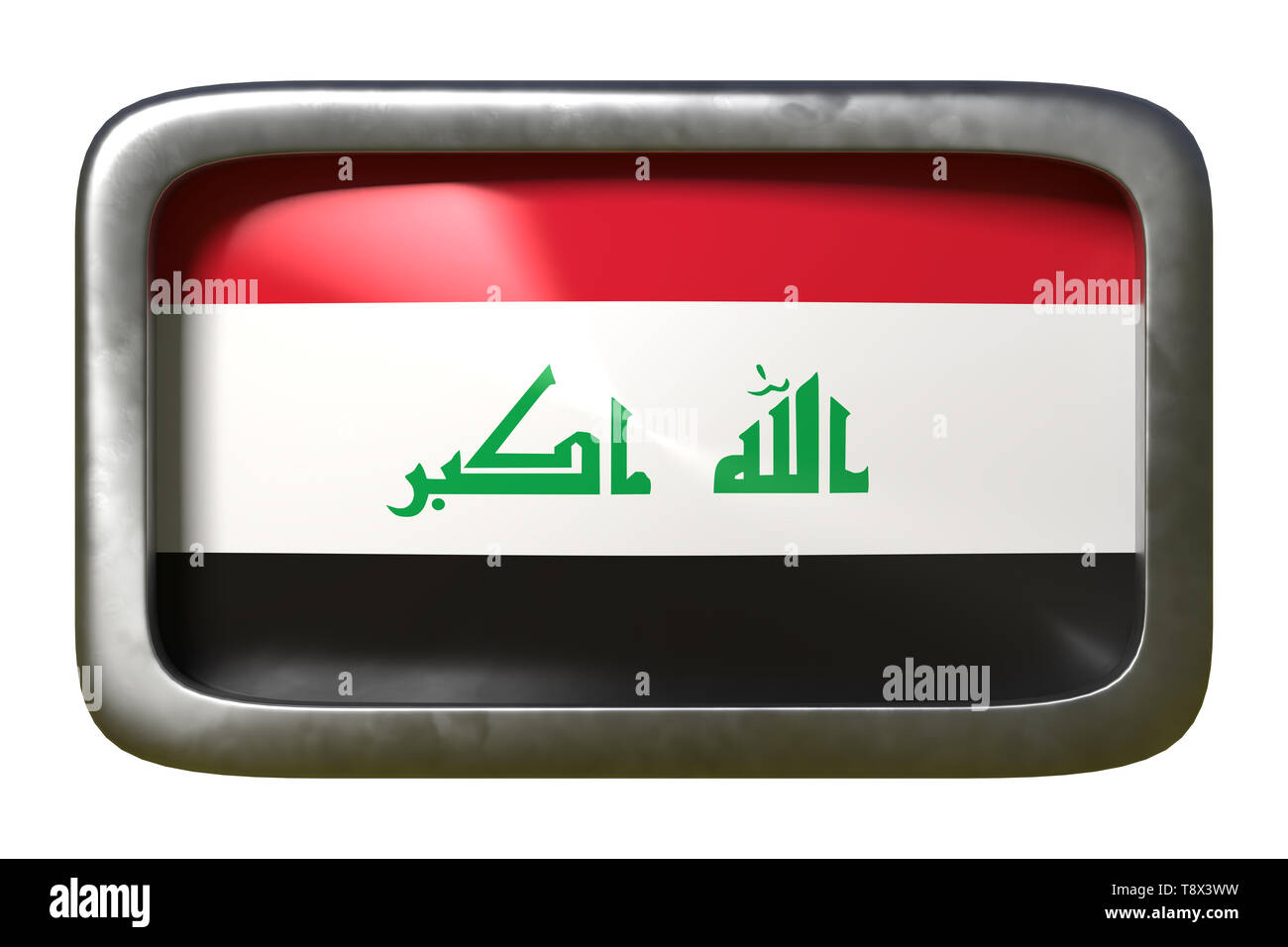 3d rendering of an Iraq flag on a rusty sign isolated on white ...