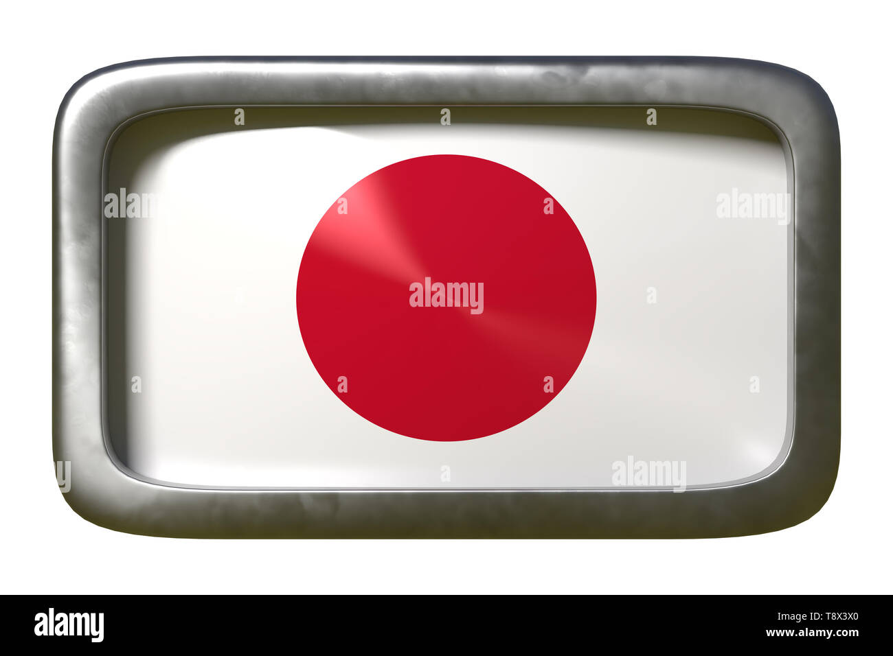 3d rendering of a Japan flag on a rusty sign isolated on white ...