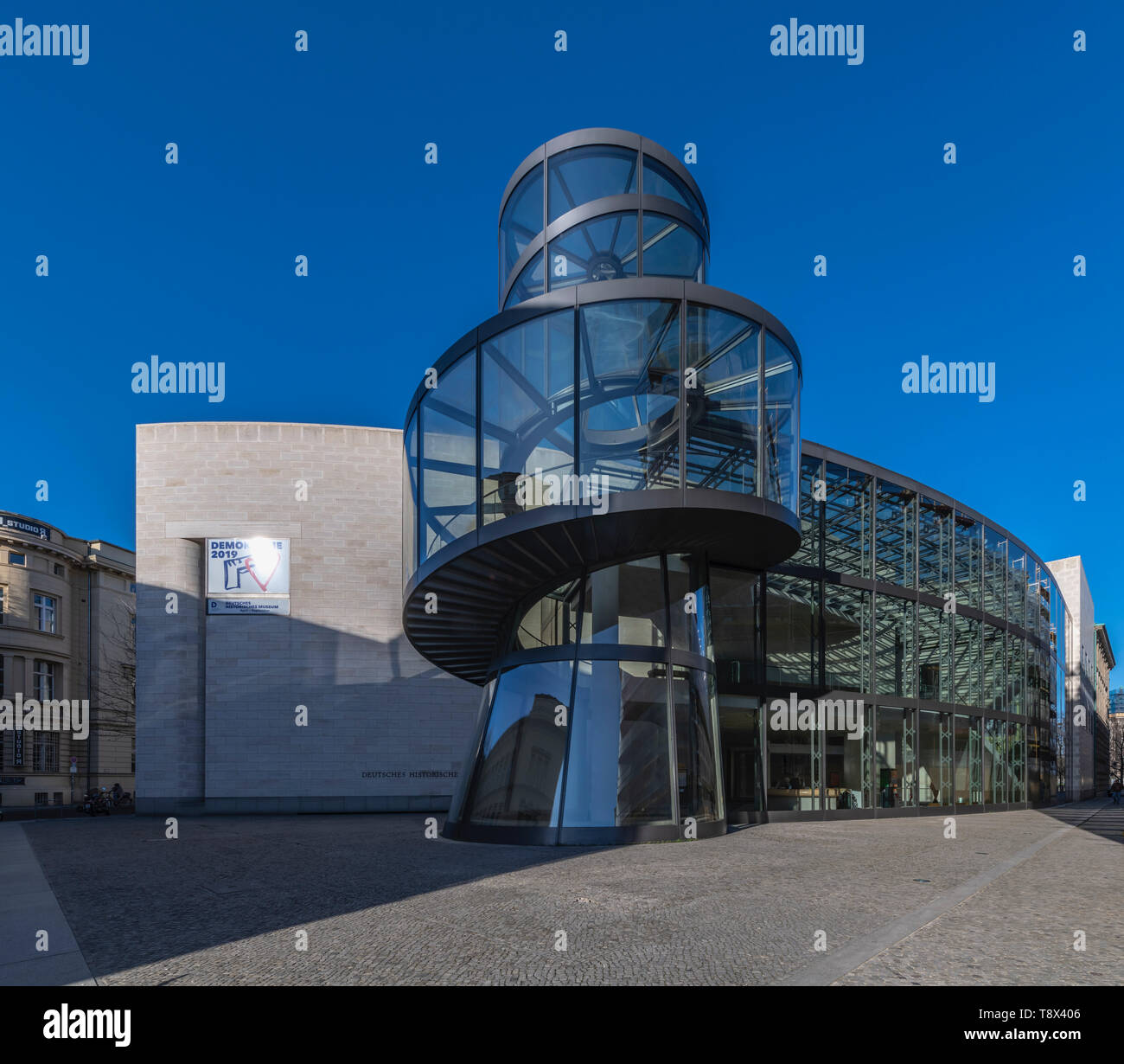 The new curved entrance and glass spiral staircase of the German ...