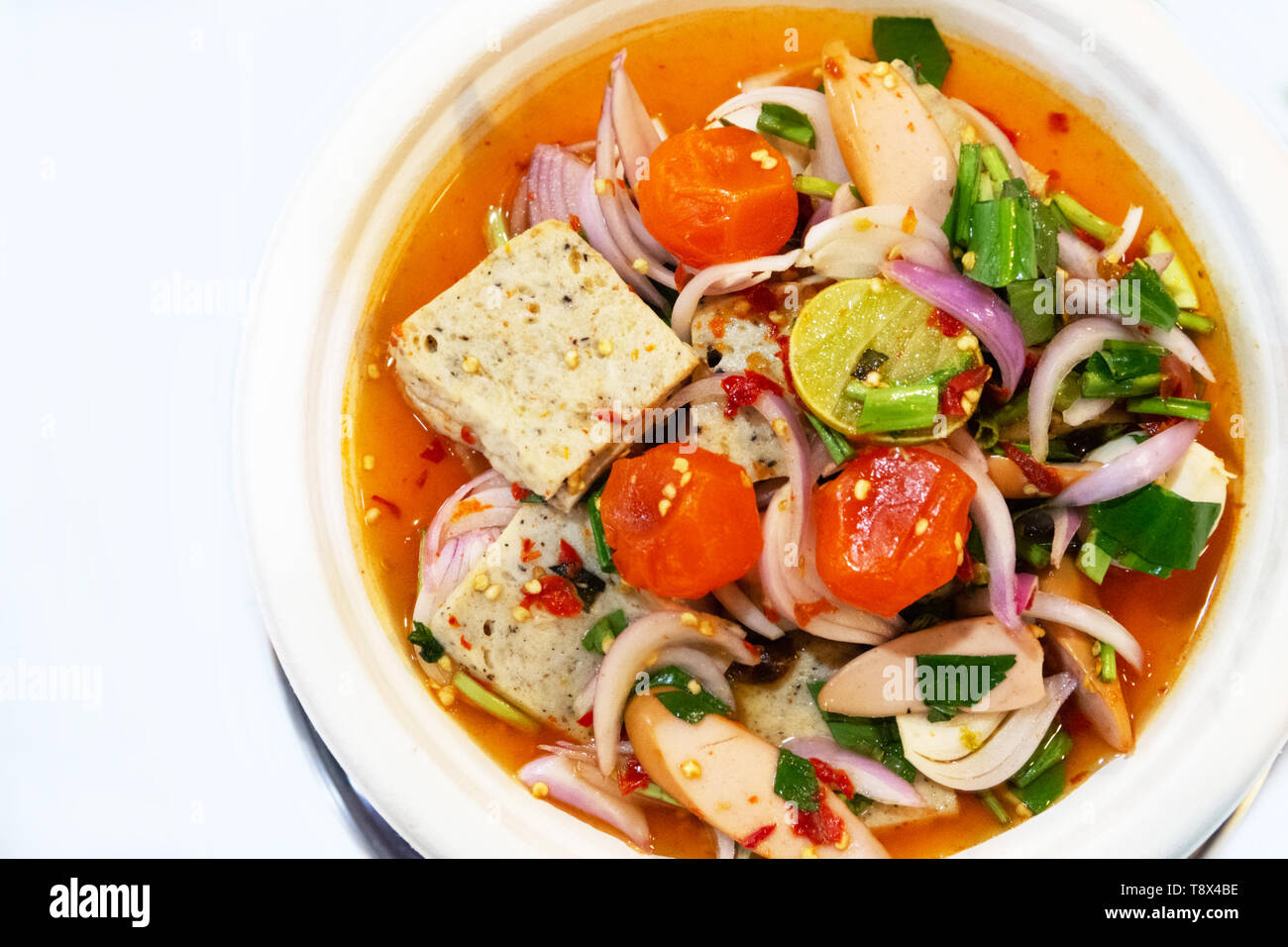 Thai cuisine spicy pork salad, Yum Moo Yor Stock Photo - Alamy