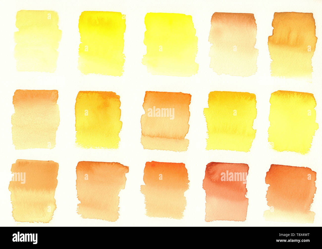 yellow colors blocks palette abstract watercolour background Stock ...