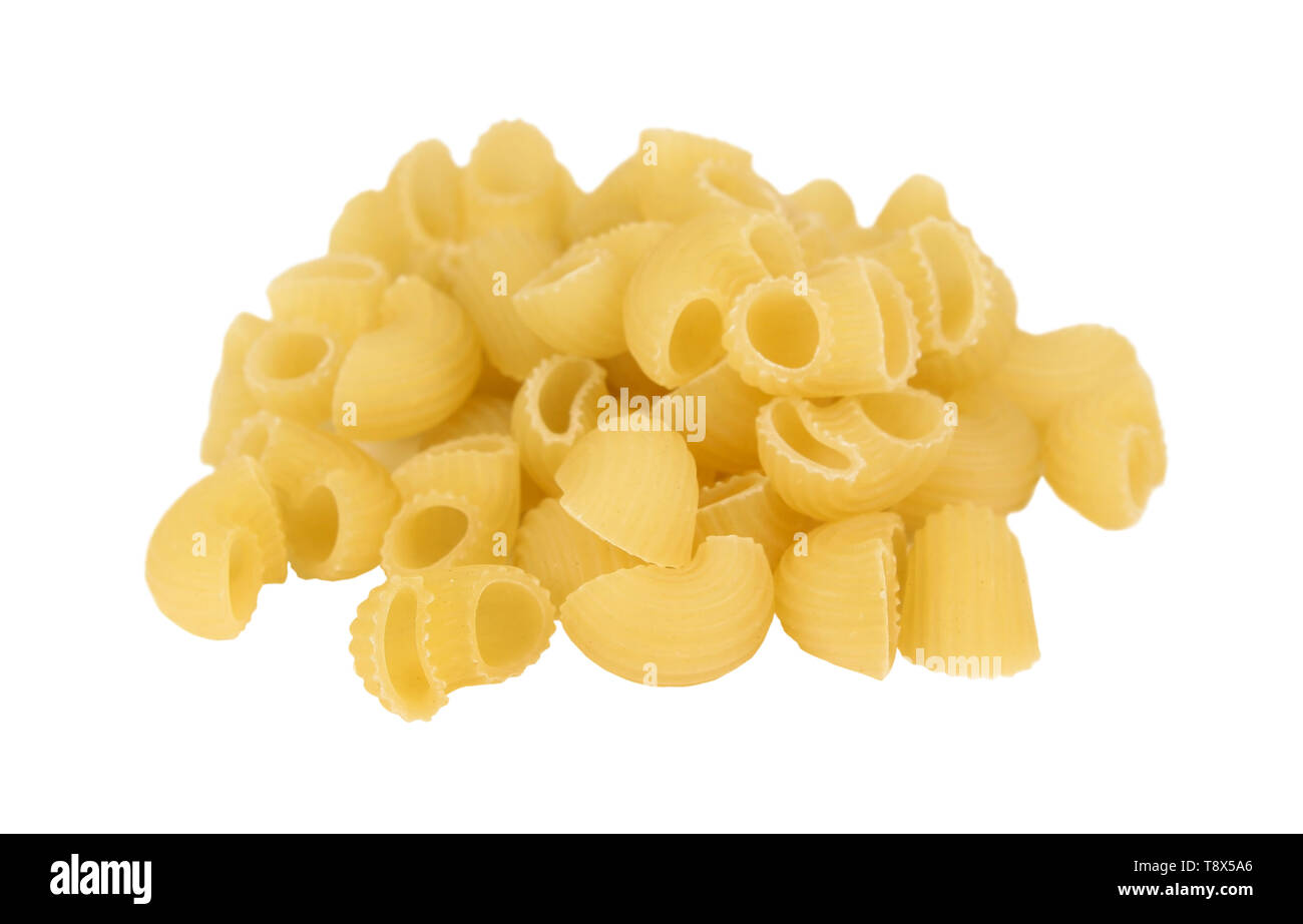 Handful of macaroni close up isolated on white background Stock Photo ...