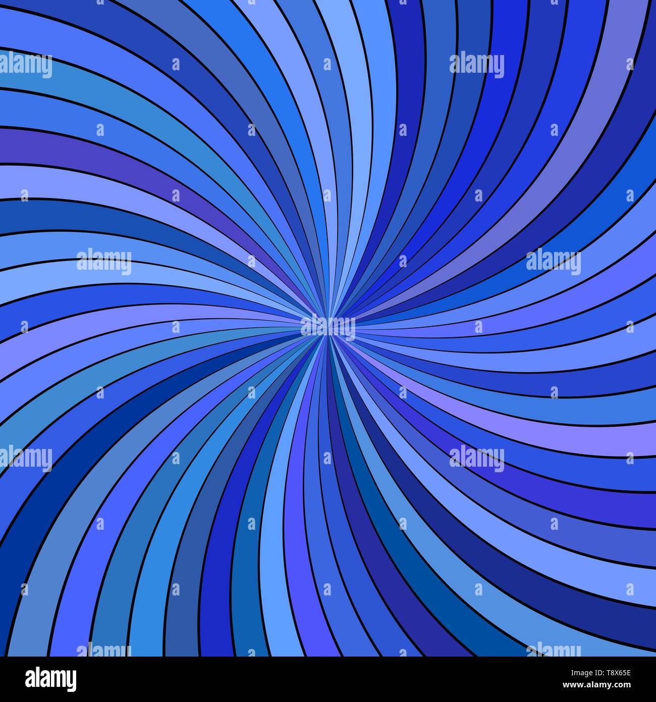 Blue hypnotic abstract spiral background with curved striped rays Stock ...