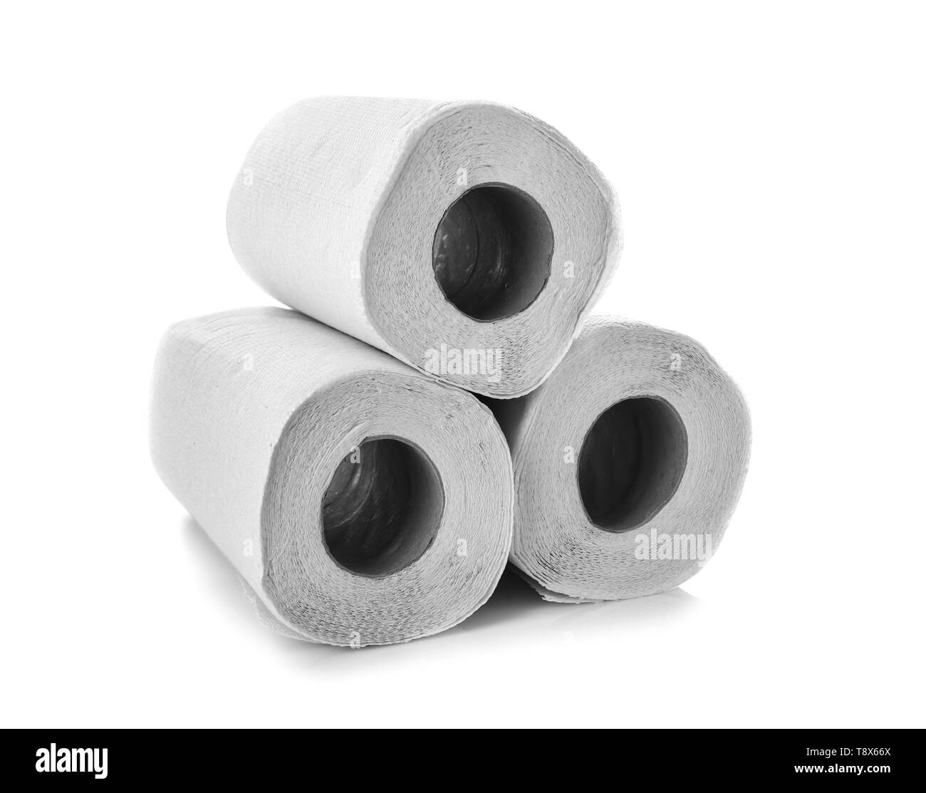 Rolls of paper towels on white background Stock Photo - Alamy