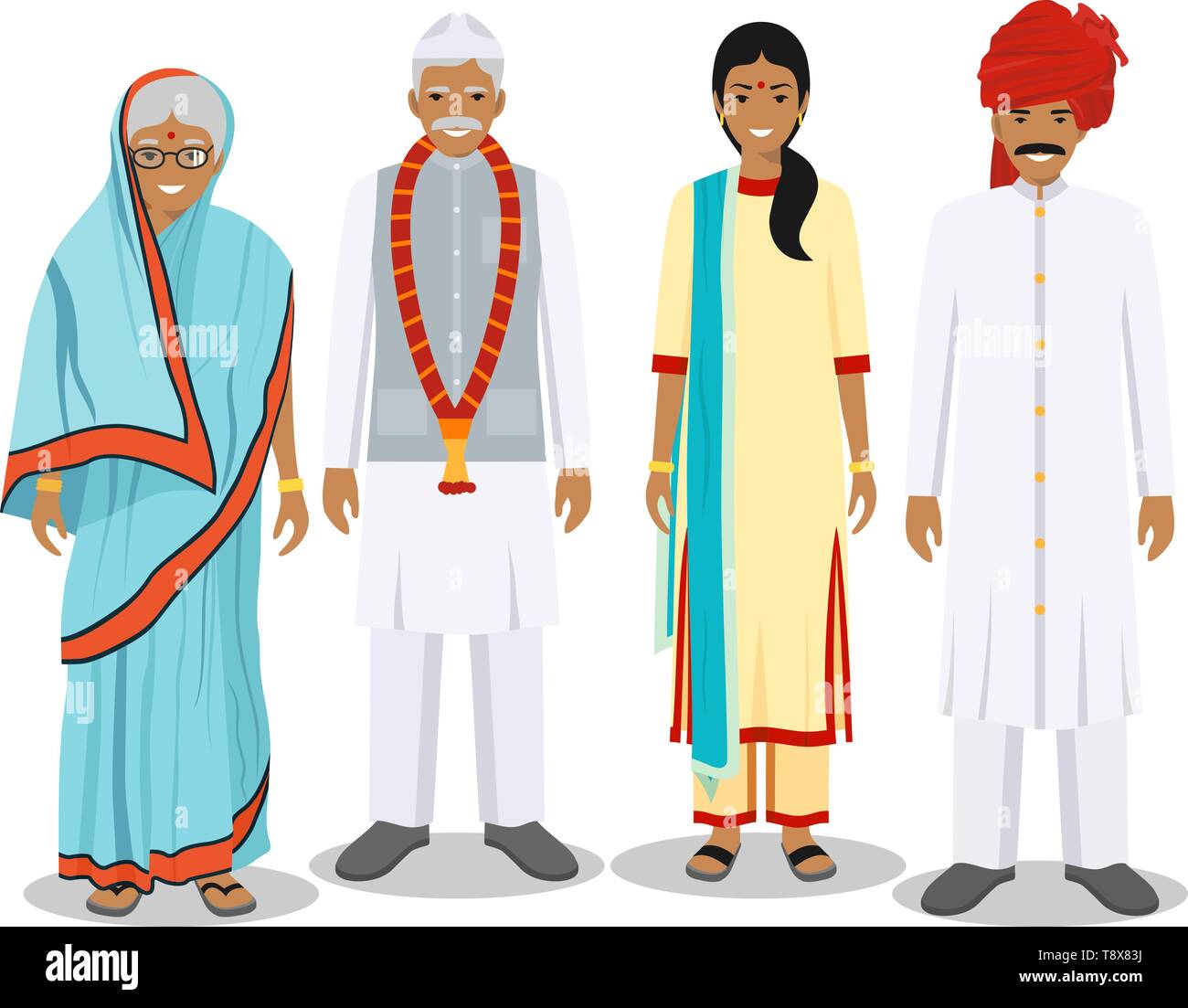 Family and social concept. Indian person generations at different ages ...