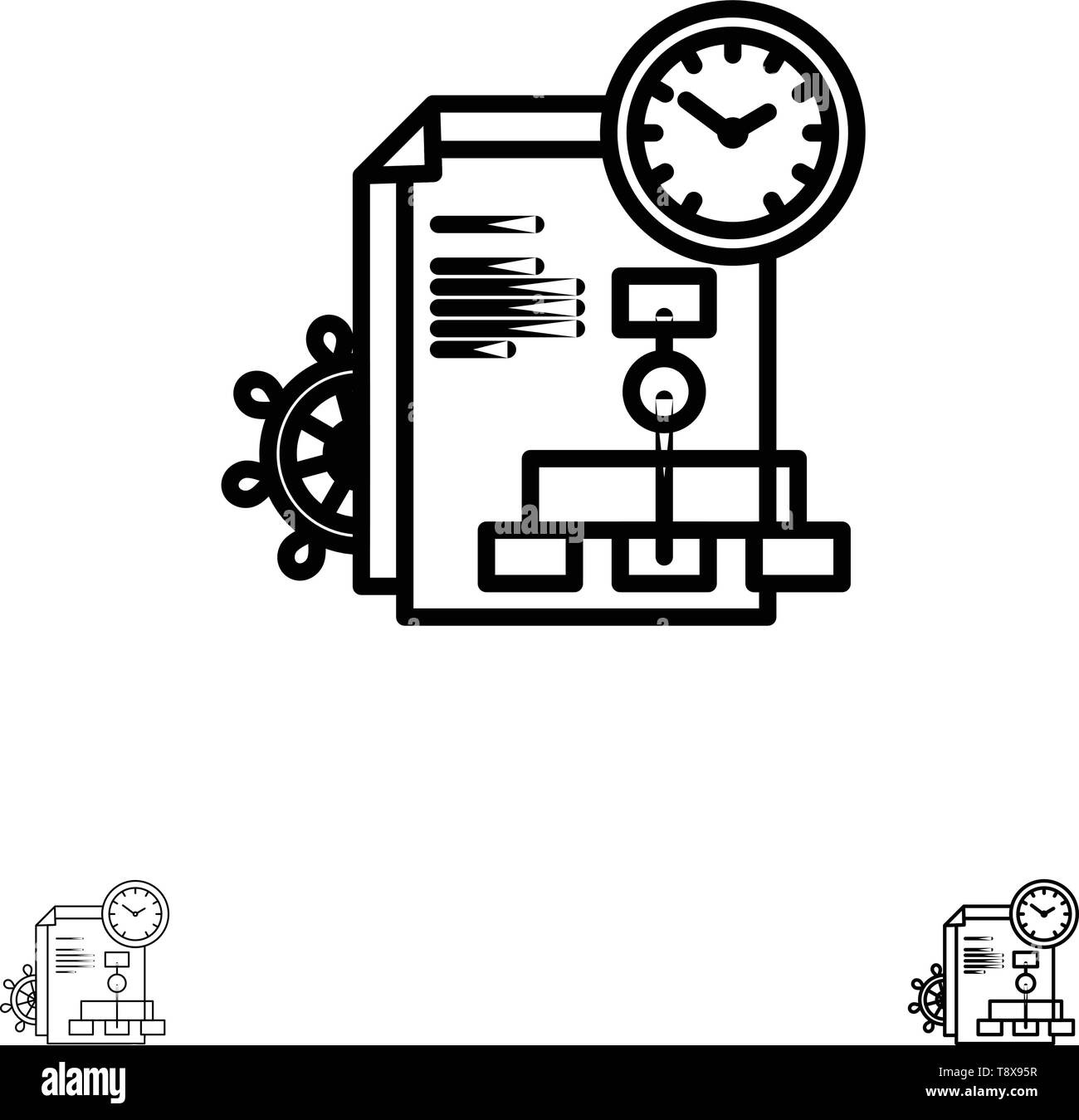 Time, File, Report, Business Bold and thin black line icon set Stock ... Time, File, Report, Business Bold and thin black line icon set Stock ...
