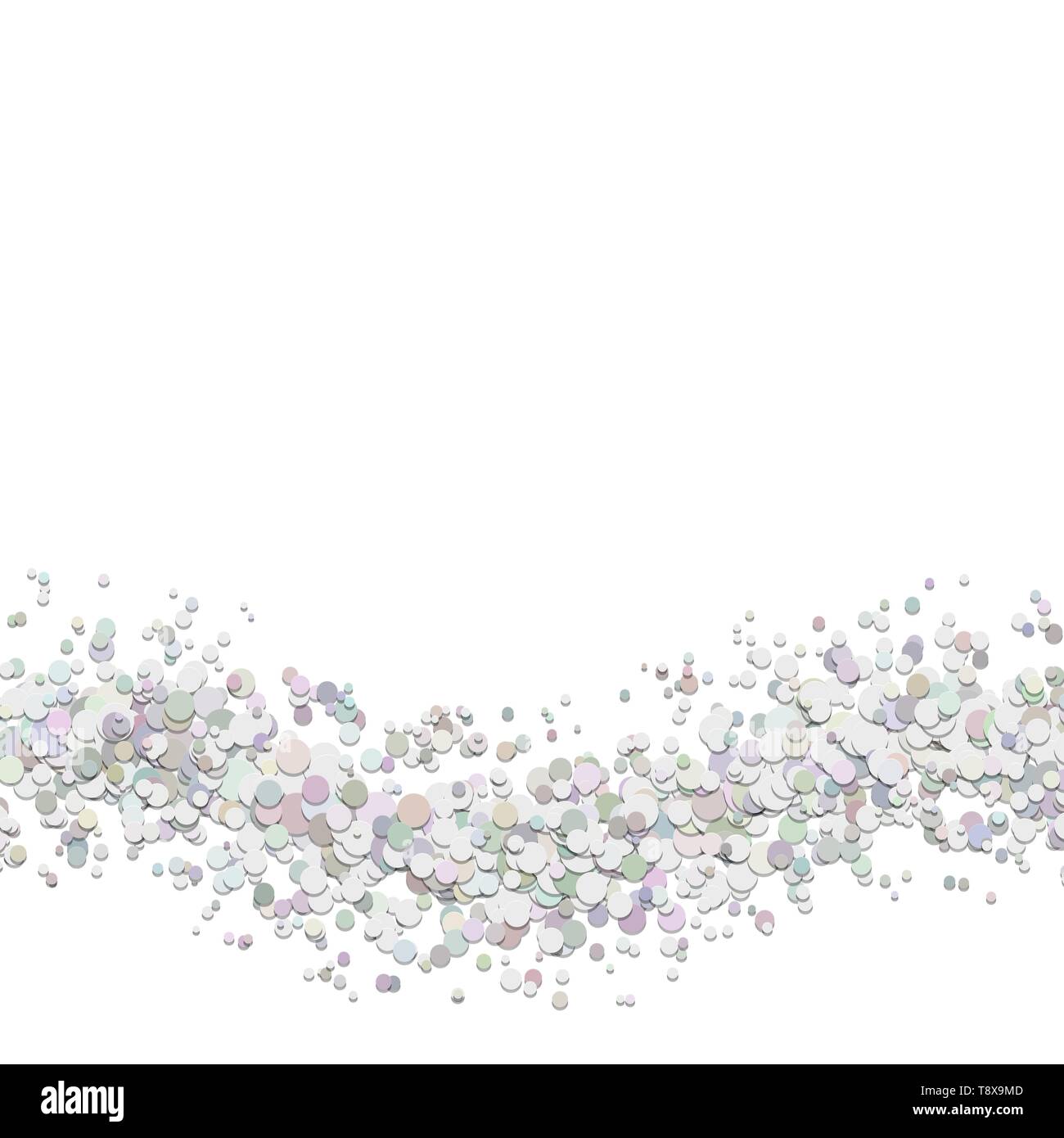 Abstract blank wavy confetti background template with dispersed circles ...