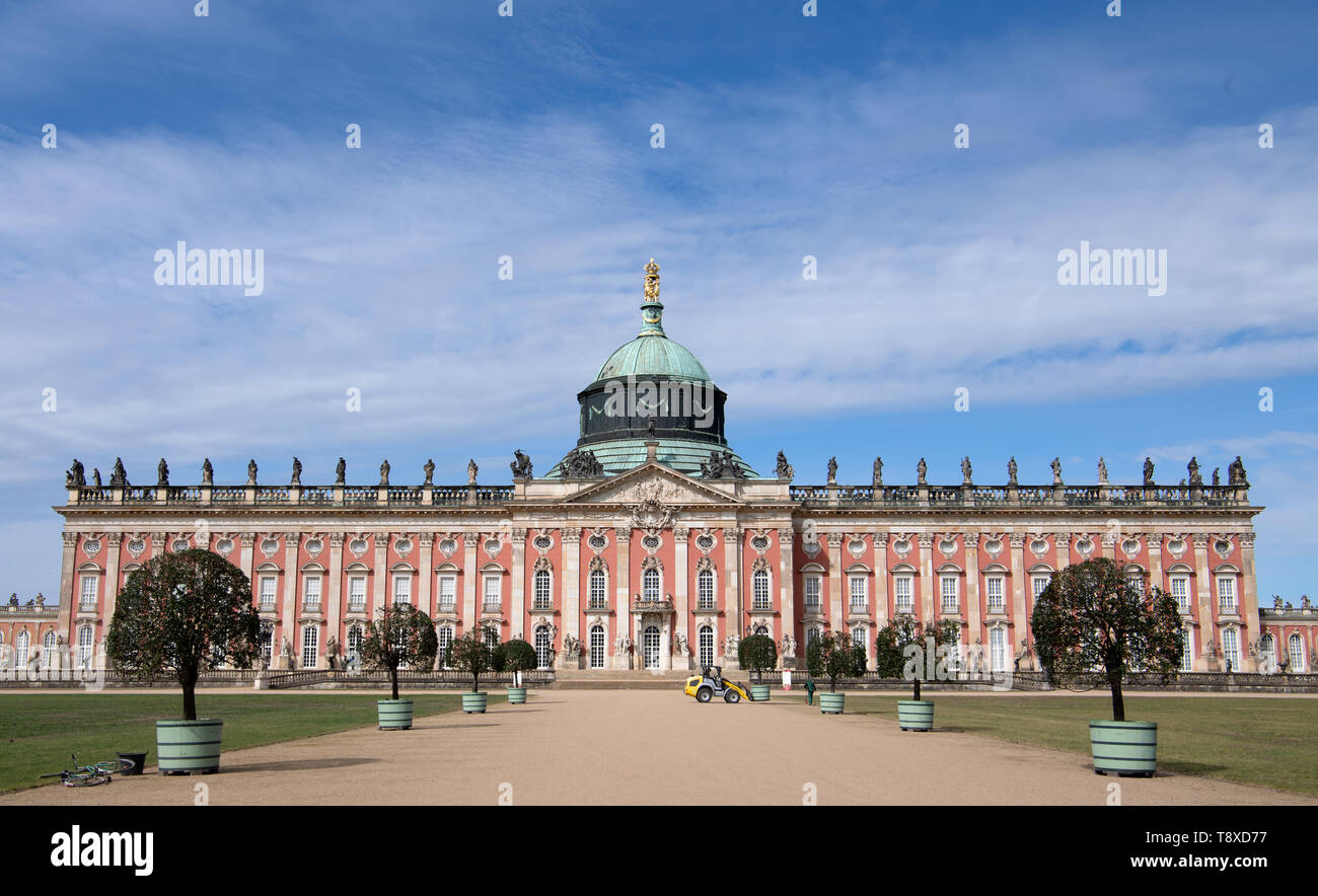 Potsdam, Germany. 15th May, 2019. Partial view of the New Palace in ...
