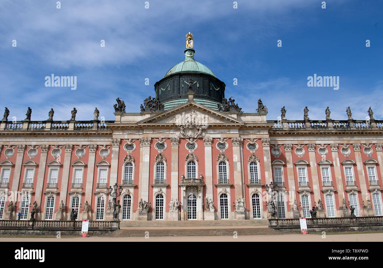 15 May 2019, Brandenburg, Potsdam: Partial view of the New Palace in ...
