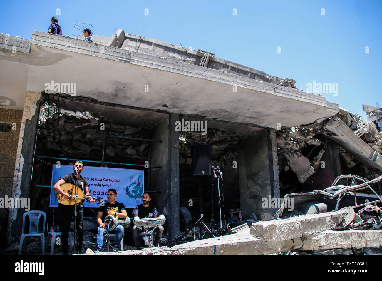 Gaza City, Gaza Strip, Palestine, 14 May 2019. A group of three ...