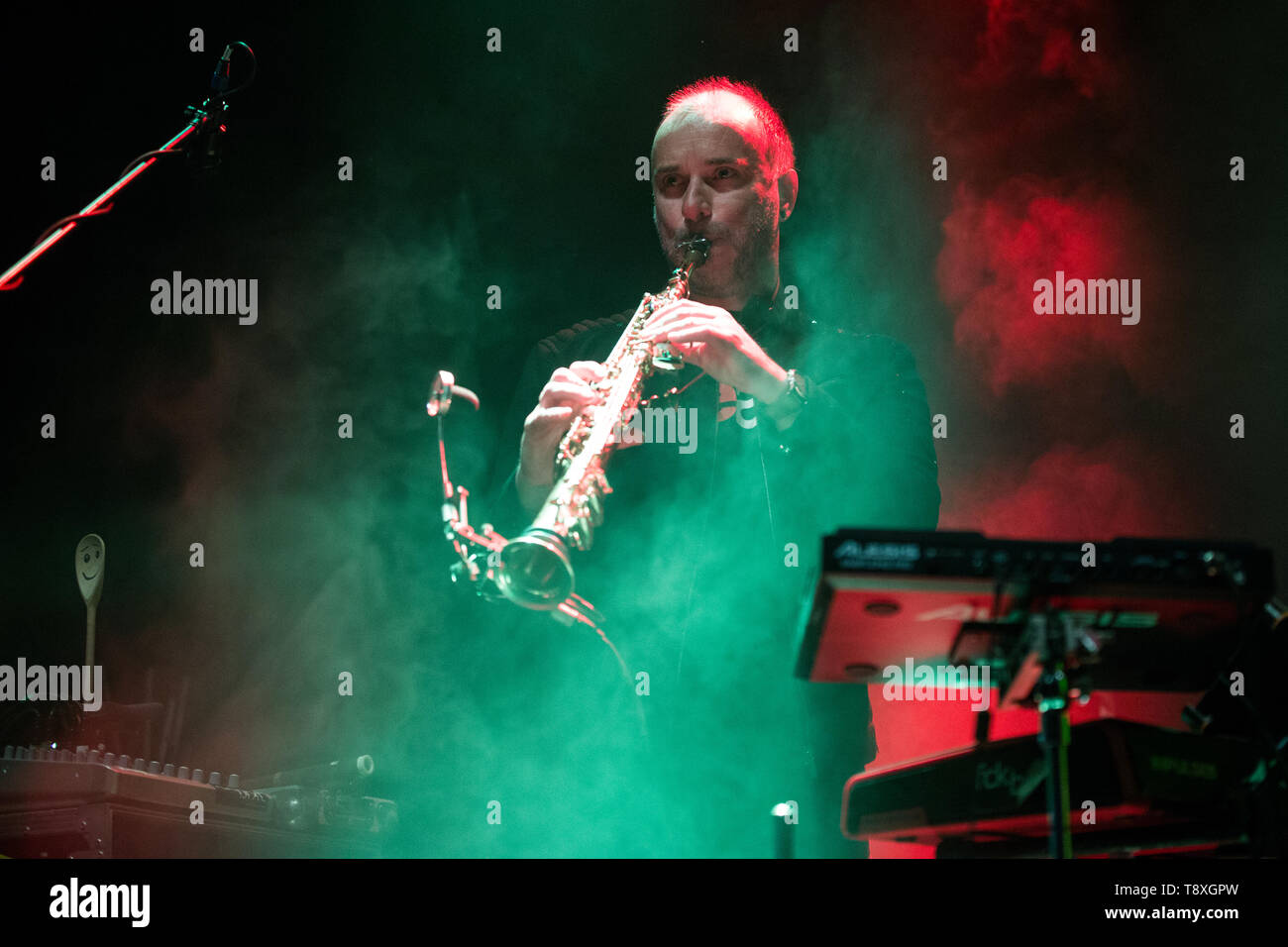 Norway, Oslo - May 14, 2019. Musician Rob Townsend performs live with ...