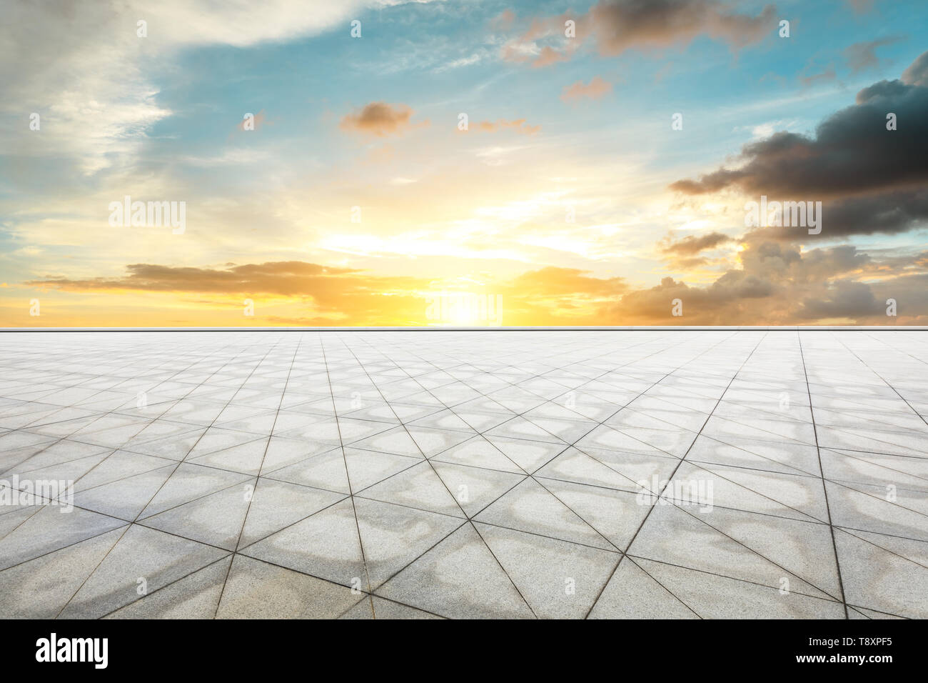 Empty square floor and beautiful sky clouds at sunset Stock Photo - Alamy