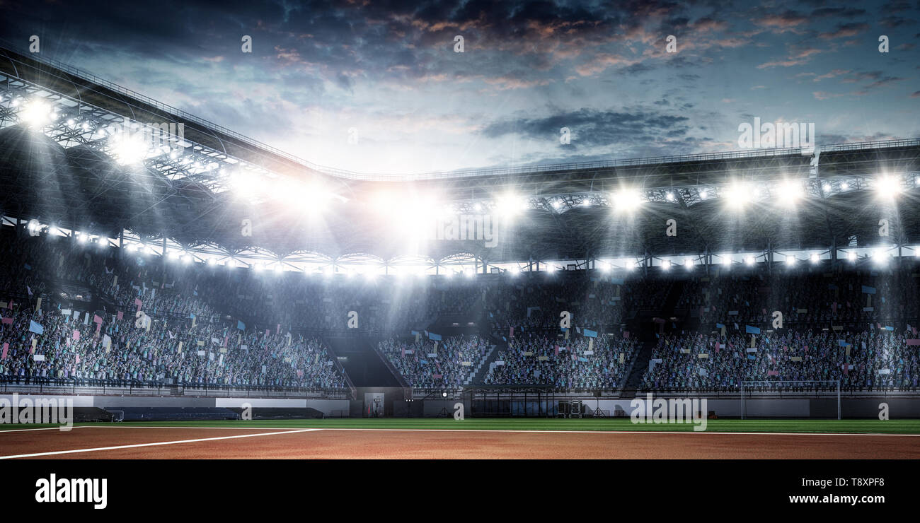 Tennis arena at night with spotlights Stock Photo - Alamy