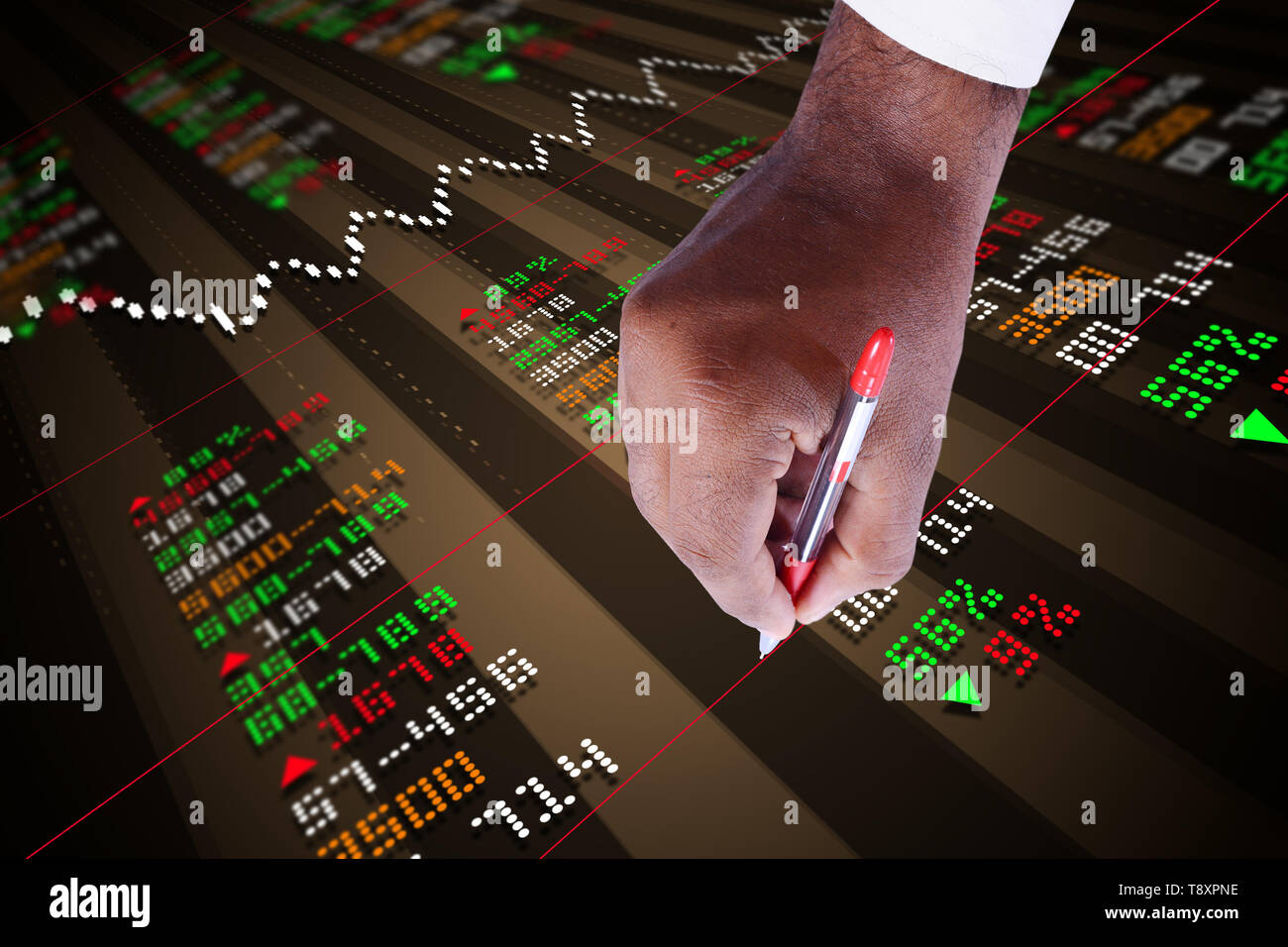 Business man marking the stock chart Stock Photo - Alamy