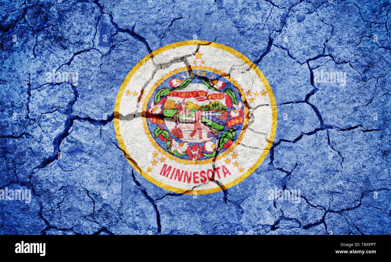Flag of Minnesota on dry earth ground texture background Stock Photo ...