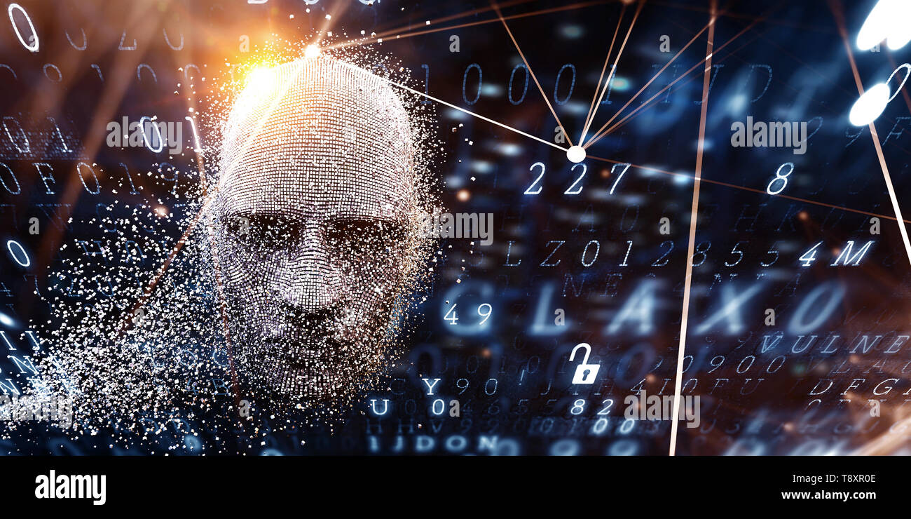 Digital head, artificial intelligence concept Stock Photo - Alamy