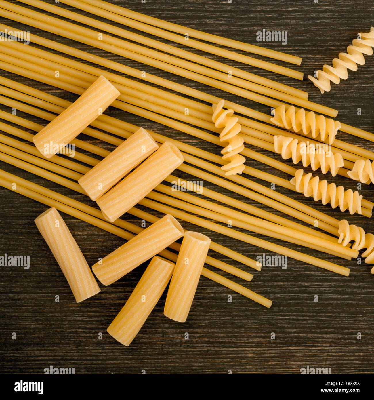 Selection of Dry Uncooked Italian Style Pasta Stock Photo - Alamy