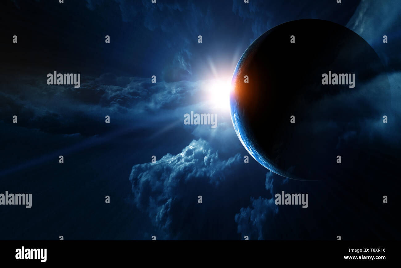 Abstract planets and space background Stock Photo - Alamy