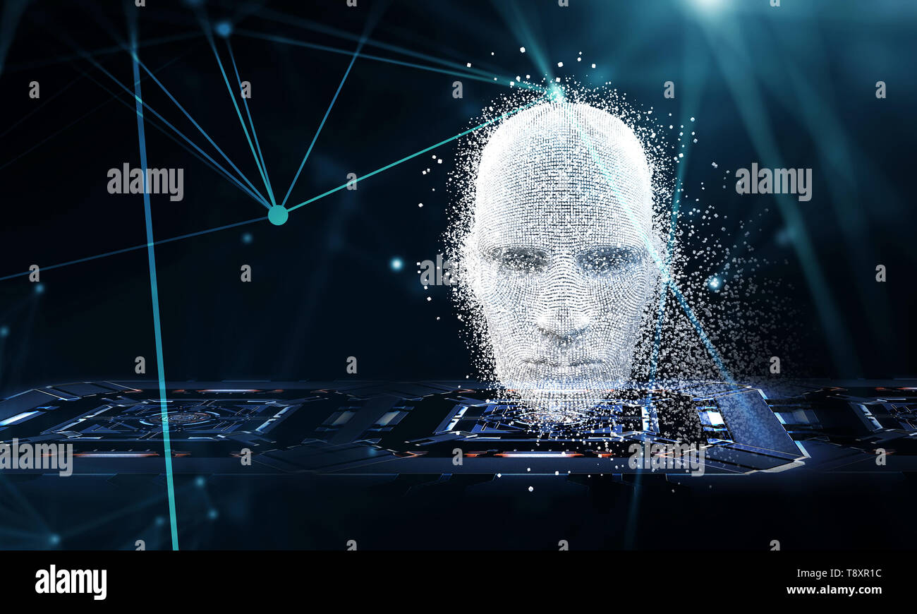 Digital head, artificial intelligence concept Stock Photo - Alamy