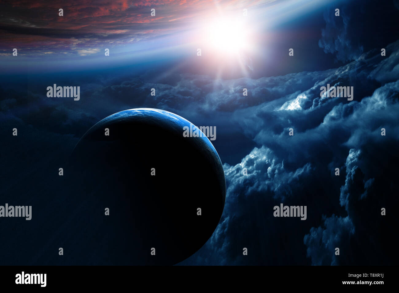 Abstract planets and space background Stock Photo - Alamy