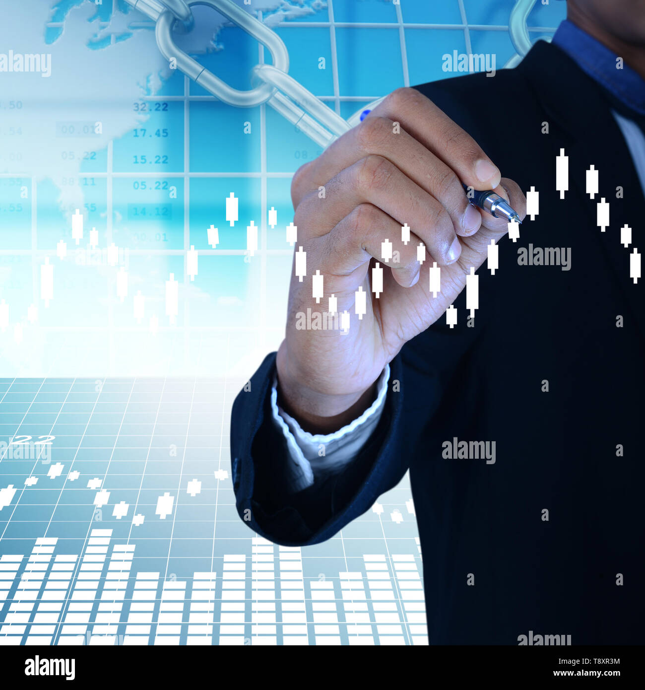 Business man drawing the stock chart Stock Photo - Alamy