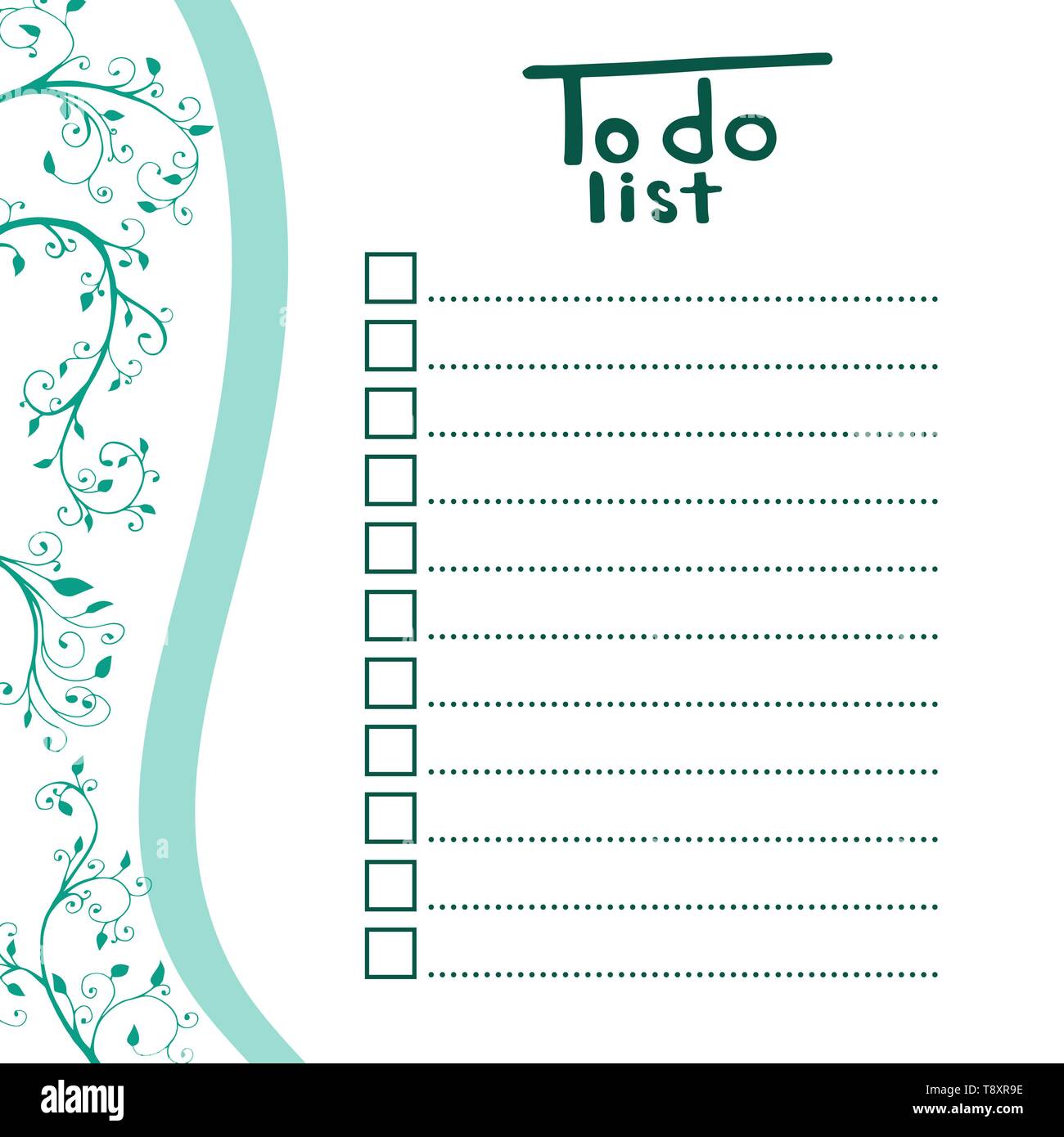 To do list. Design with abstract plants and flowers. Vector ...