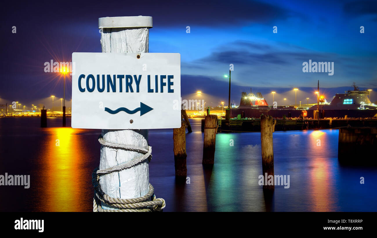 Street Sign the Direction Way to Country Life Stock Photo - Alamy