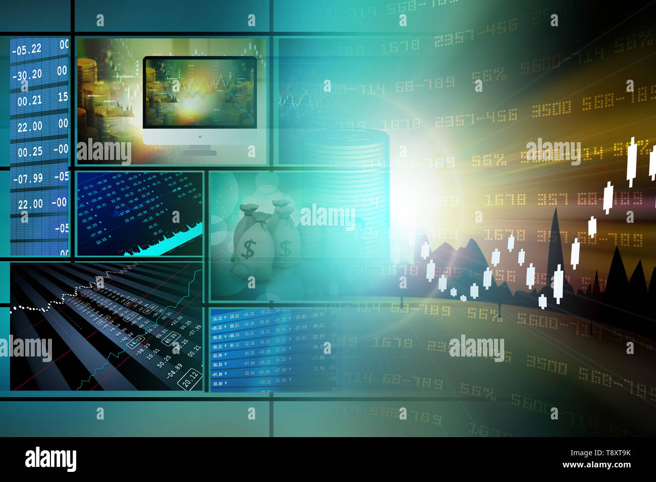 Stock market graph analysis with money bag Stock Photo - Alamy