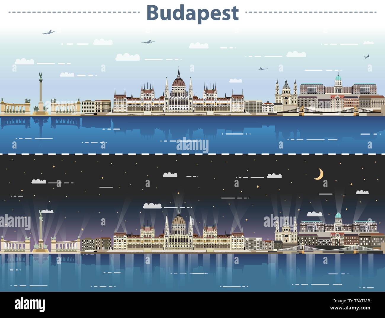 Budapest night view Stock Vector Images - Alamy